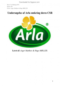 Arla CSR - Erhvervsøkonomi - Opgaver.com