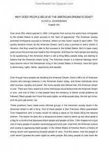 Why does people think the American dream is dead? - Engelsk - Opgaver.com