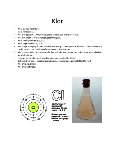 Klor - Fysik/Kemi - Opgaver.com