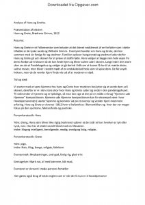 Analyse af Hans og Grete - Dansk - Opgaver.com