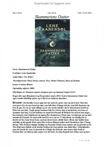 Skammerens datter - Dansk - Opgaver.com