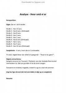 Hvor små vi er - Dansk - Opgaver.com