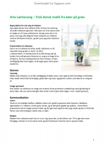 Reklameanalyse Arla - Dansk - Opgaver.com