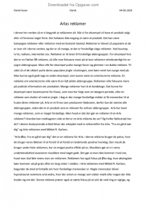 Arla reklamer - Dansk - Opgaver.com