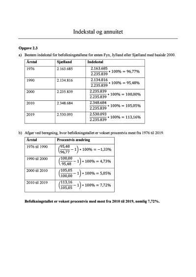 Indekstal og annuitet - Matematik - Opgaver.com