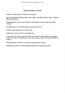 Analyse af hans og grete - Dansk - Opgaver.com