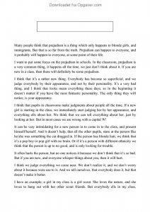 Prejudism in school - Engelsk - Opgaver.com