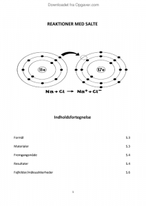 reaktioner med salte - Kemi - Opgaver.com