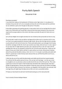 purity balls speech - Engelsk - Opgaver.com