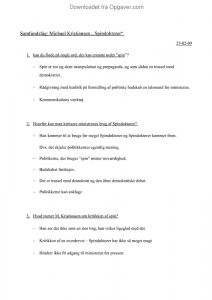 Spindoktorer - Samfundsfag - Opgaver.com