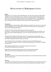 Engelsk movie review to shakespeare in love - Engelsk - Opgaver.com