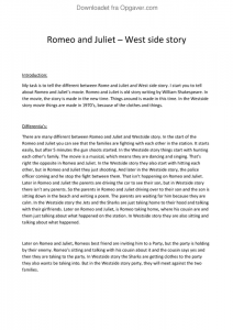 Rome and juliet vs West Side Story - Engelsk - Opgaver.com