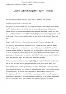 Analyse og fortolkning af Malene af Sys Bjerre - Dansk - Opgaver.com