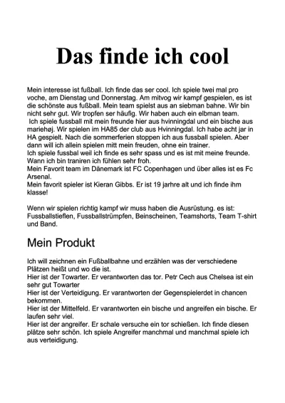 Das finde ich cool - Tysk - Opgaver.com