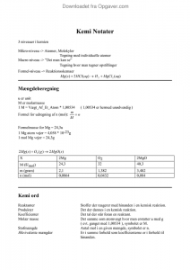 Kemi noter - Kemi - Opgaver.com