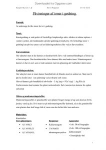 Påvisning af Ioner i gødning - Kemi - Opgaver.com