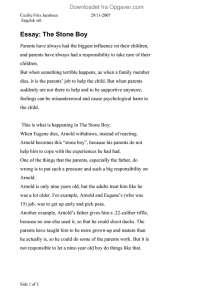 The stone boy - Engelsk - Opgaver.com