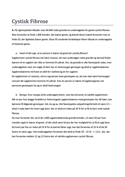 Cystisk Fibrose - Biologi - Opgaver.com