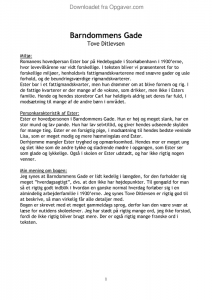 Analyse af Barndommens Gade - Dansk - Opgaver.com