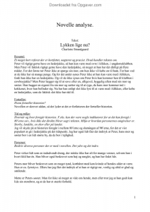 Lykken lige nu? Novelle analyse - Dansk - Opgaver.com