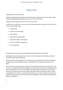 Doping in Sport - Engelsk - Opgaver.com