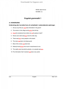 grammatik afl. - Engelsk - Opgaver.com