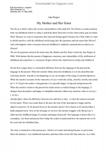 My Mother And Her Sister - Engelsk - Opgaver.com