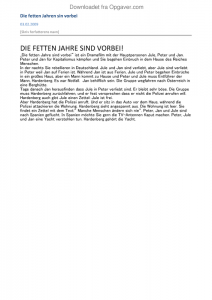 Die fetten Jahre sind vorbei - Tysk - Opgaver.com