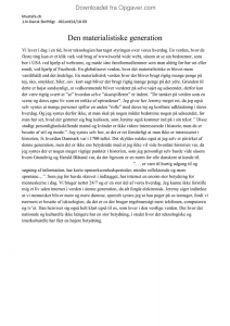 Den materialistiske generation - Dansk - Opgaver.com