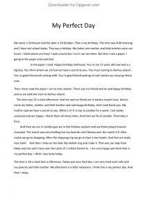 My perfect day - Engelsk - Opgaver.com