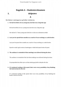 Sorry For Disturbing You - Engelsk - Opgaver.com