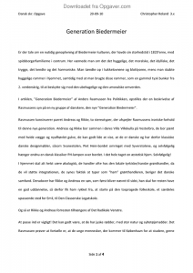 Generation Biedermeier - Dansk - Opgaver.com