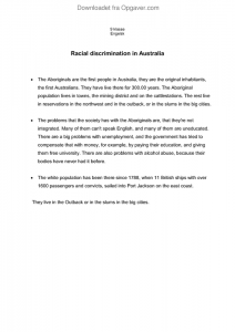 Racial discrimination in Australia - Engelsk - Opgaver.com