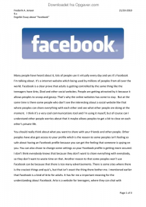 Facebook essay - Engelsk - Opgaver.com