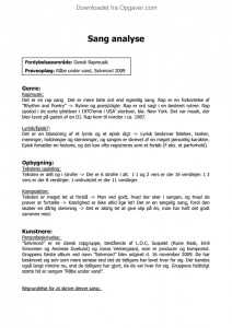 Sang analyse - Dansk - Opgaver.com