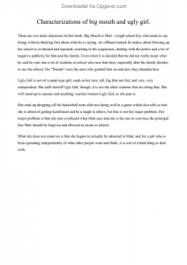 Charcterizations of Big mouth and ugly girl - Engelsk - Opgaver.com
