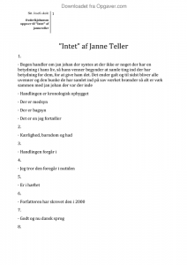 Intet af Janne Teller - Dansk - Opgaver.com