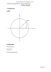 Cirklens ligning - Matematik - Opgaver.com