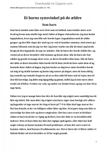 Et barns synsvinkle på voksne - Dansk - Opgaver.com