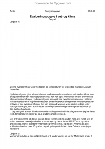 Evaluering af vejr og klima - Geografi - Opgaver.com