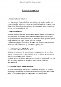 Reklame analyse - Dansk - Opgaver.com