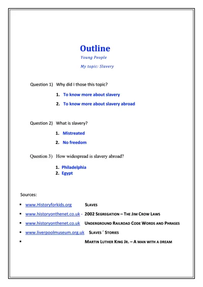 Engelsk Outline - Engelsk - Opgaver.com