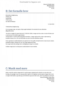 det formelle brev musik med mere - Dansk - Opgaver.com