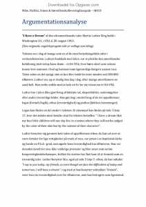 Argumentationsanalyse af I Have a Dream - Dansk - Opgaver.com