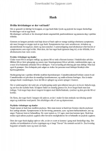 Hash og Cannabis - Biologi - Opgaver.com