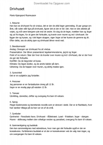 Analyse af novellen - drivhuset - Dansk - Opgaver.com