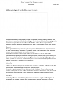 Rekrutteringen til bander i Danmark i Danmark - Samfundsfag - Opgaver.com