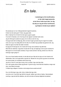 En tale - Dansk - Opgaver.com