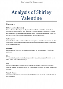 Shirley Valentine - Engelsk - Opgaver.com