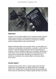 opgave om Satanisme - Historie - Opgaver.com